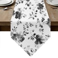 Black Gray Wildflower Table Runner Linen Burlap Table Runner 108 Inches ...