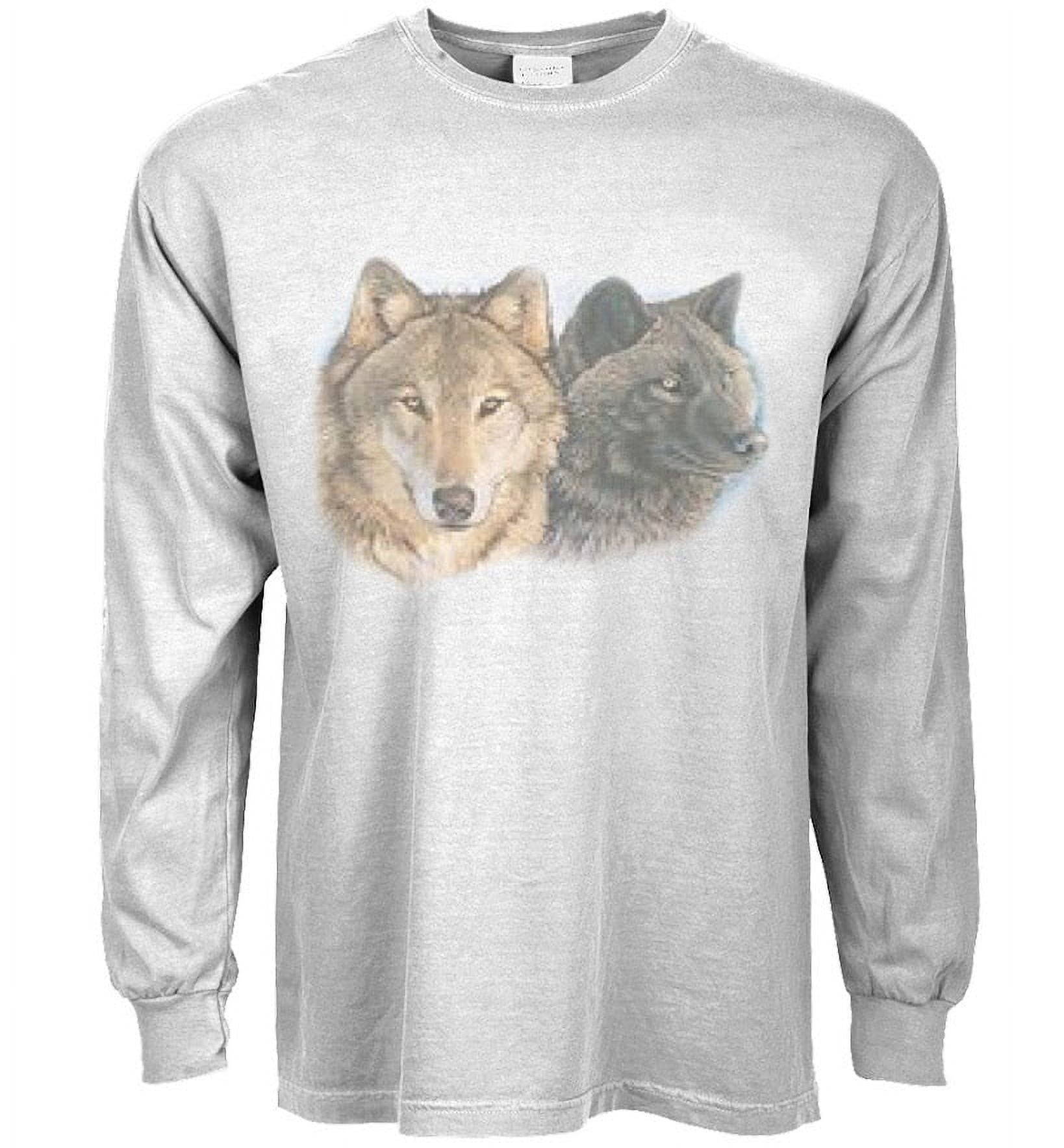 Black Gray Yin Yang Wolves Wolf T-shirt Long Sleeve Mens - Walmart.com