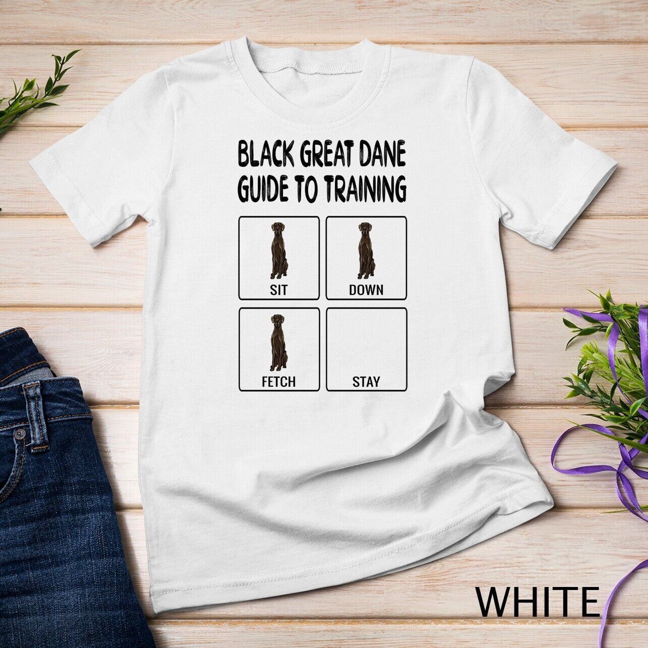 Black Great Dane Guide To Training Dog Obedience Unisex T-Shirt ...