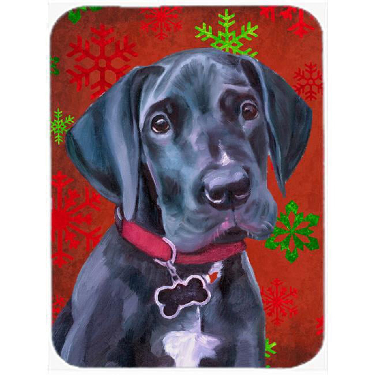 Black Great Dane Puppy Red Snowflakes Holiday Christmas Mouse Pad, Hot ...