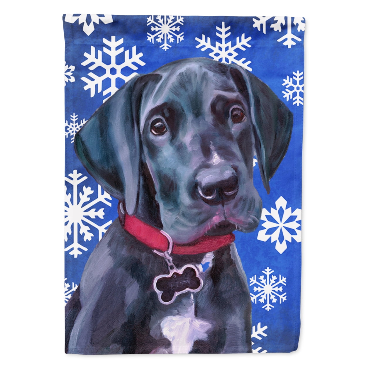 Black Great Dane Puppy Winter Snowflakes Holiday Garden Flag - Walmart.com