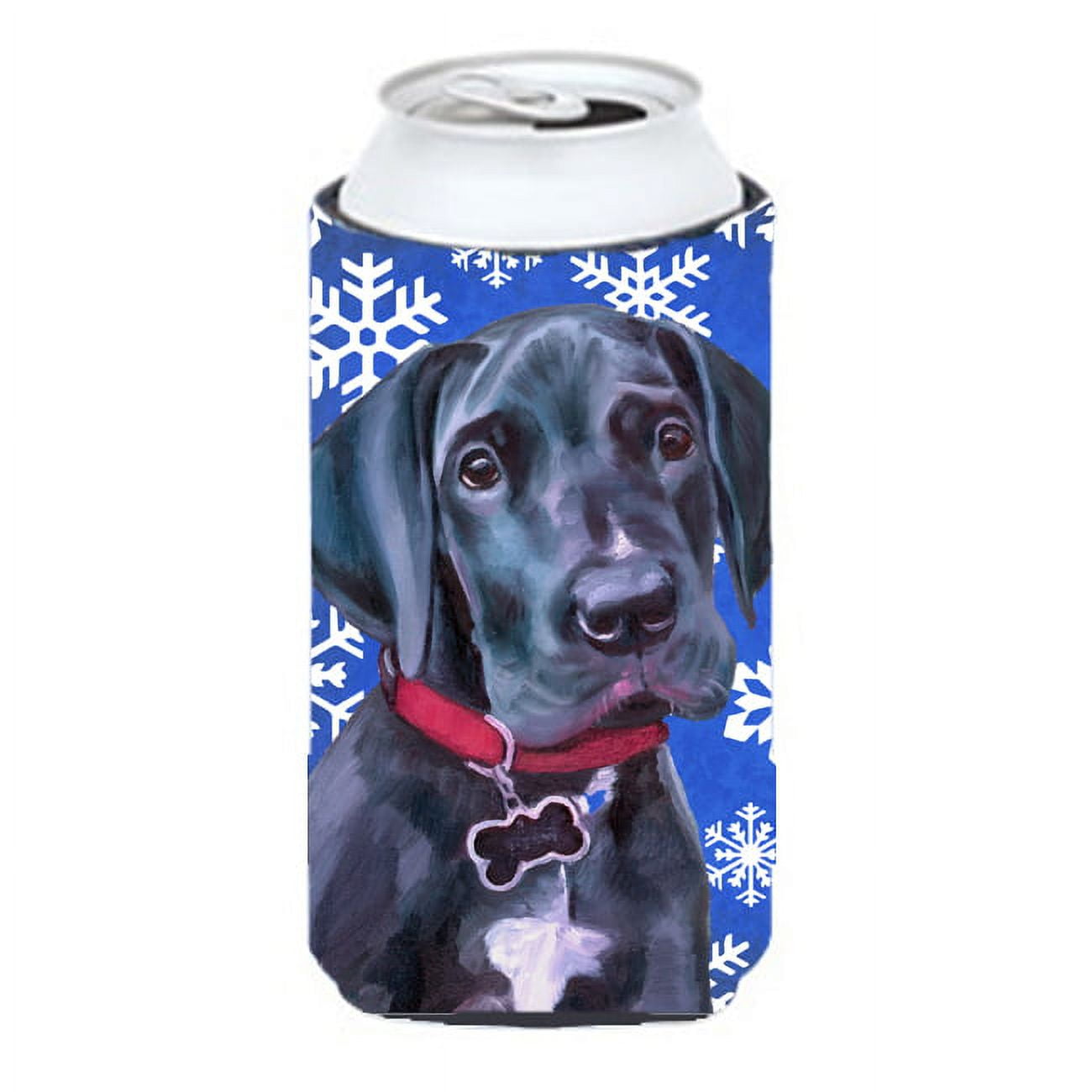 Black Great Dane Puppy Winter Snowflakes Holiday Tall Boy Hugger ...