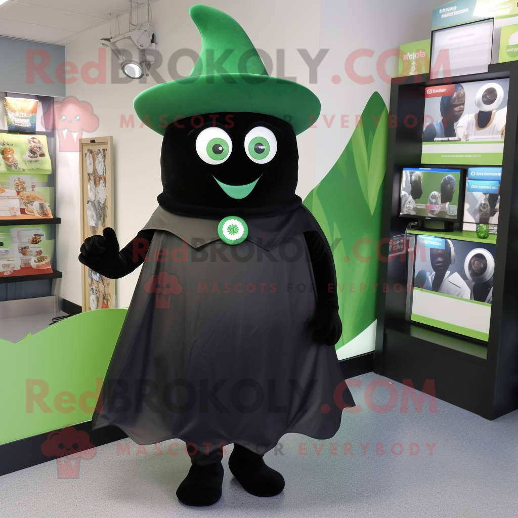 Black Green Bean REDBROKOLY mascot costume character dressed with a ...