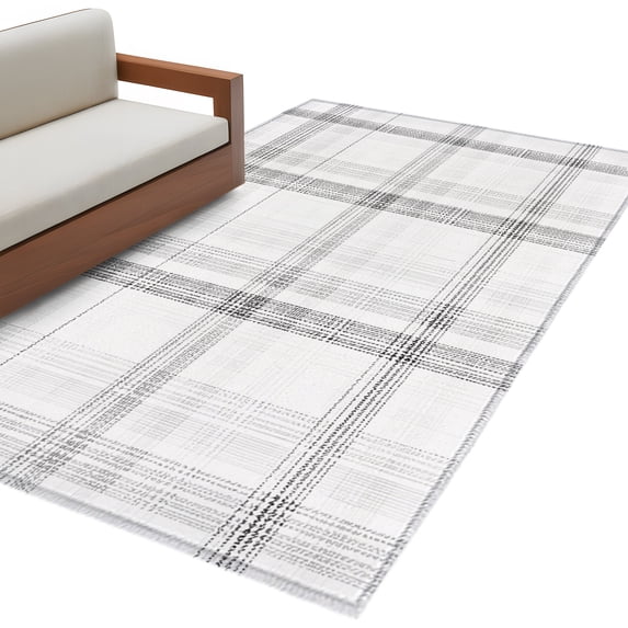 Black Green Check Living Room Rug 4x6 Washable Area Rug for Bedroom ...