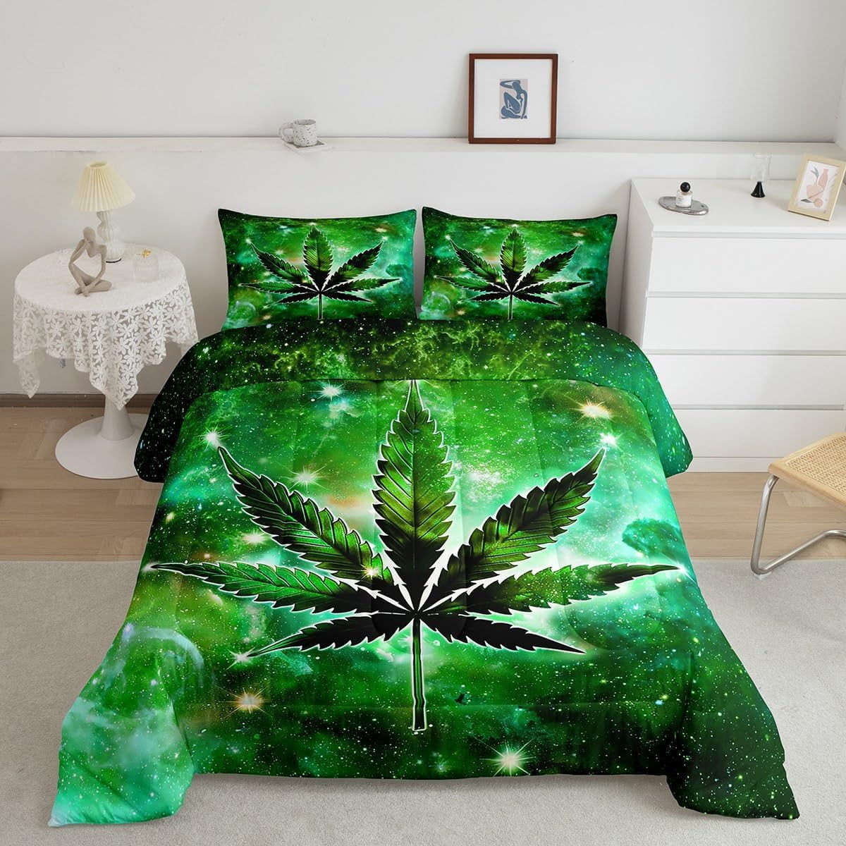 Black and Green Colorful Tree Comforter Set Butterfly Bedding Set for ...