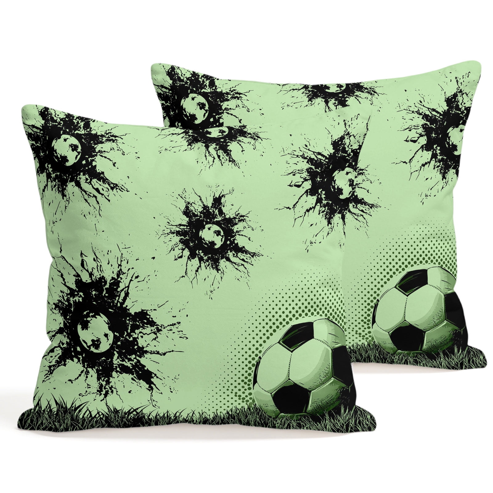 Black Green Football Throw Pillow Covers 20 x 20 Inch Pillow Covers Set ...