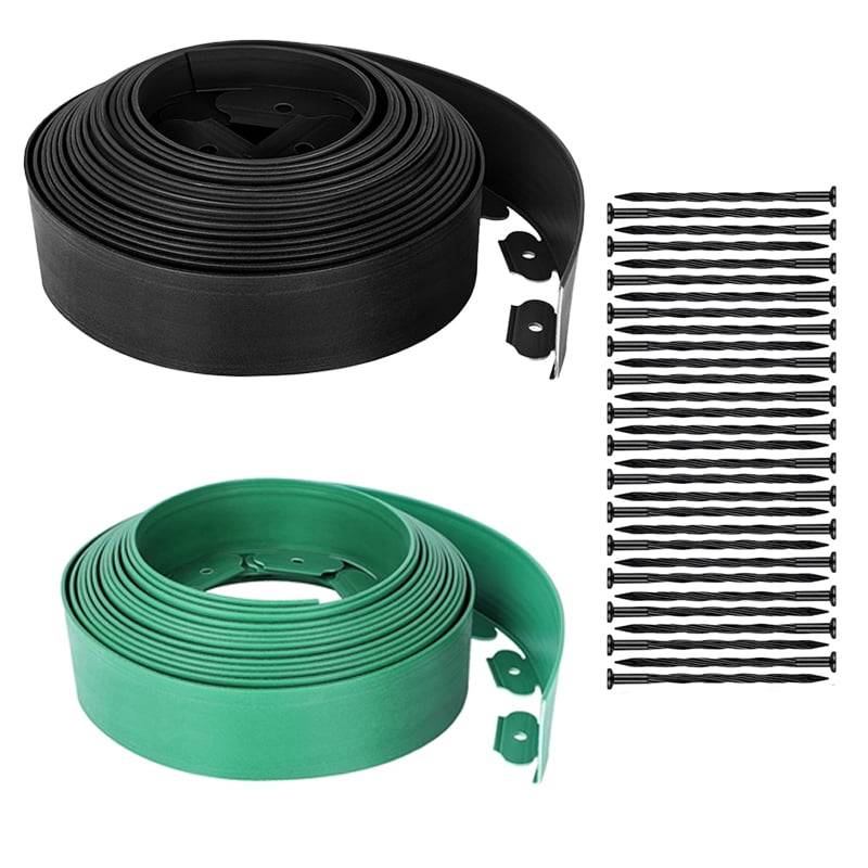 Black/Green Garden Edging Border 5cm x 10m with 30 Ground Stakes ...