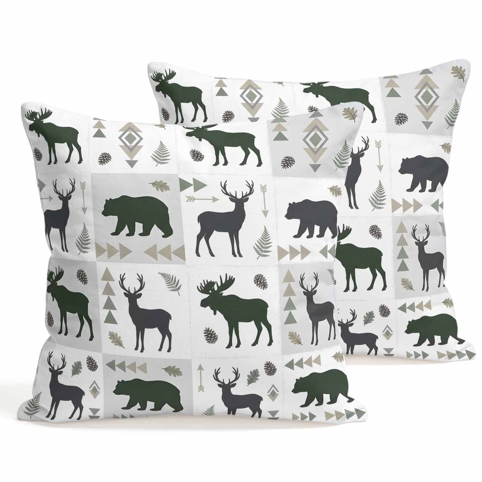 Black Green Moose Throw Pillow Covers 20 x 20 Inch Pillow Covers Set of ...
