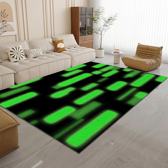 Black and Green Neon Rug - Home Decor Gifts, Modern Blur Area Rug for ...