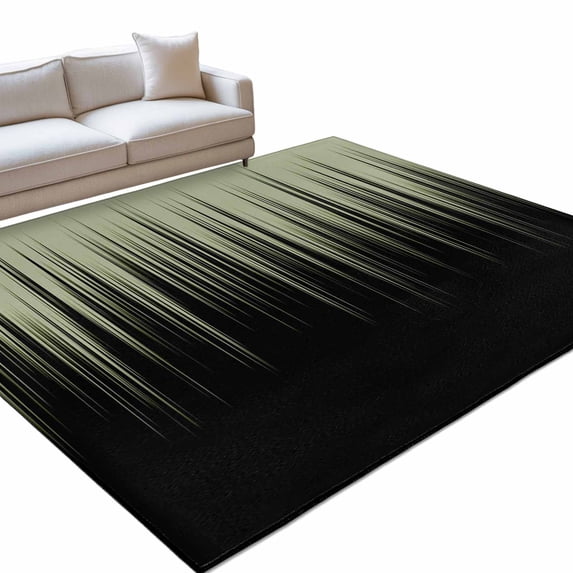 Black Green Ombre 8x10ft Non Slip Area Rug Abstract Modern Lines ...