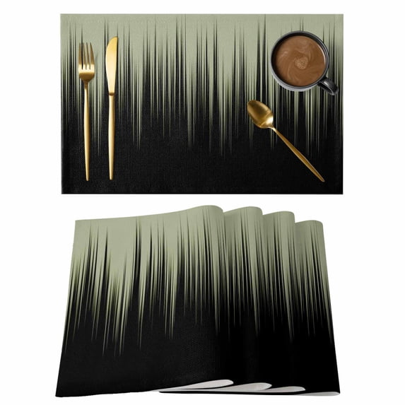 Black Green Ombre Cotton Linen Placemats Set of 6, Abstract Modern ...