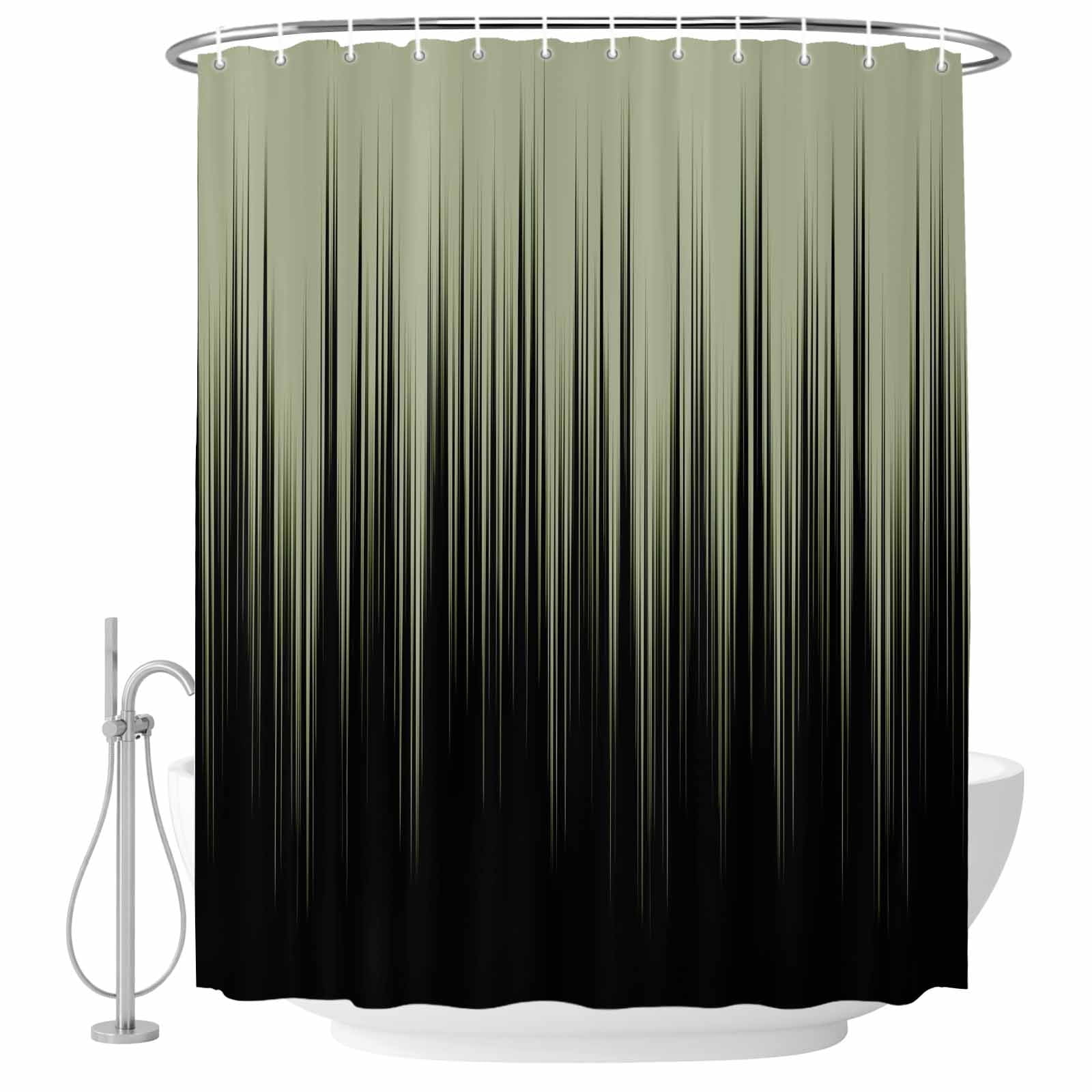 Black Green Ombre Shower Curtain for Bathroom, Abstract Modern Lines ...