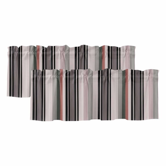 Black Green Pink Striped Curtain Valances for Windows, Kitchen Valance ...