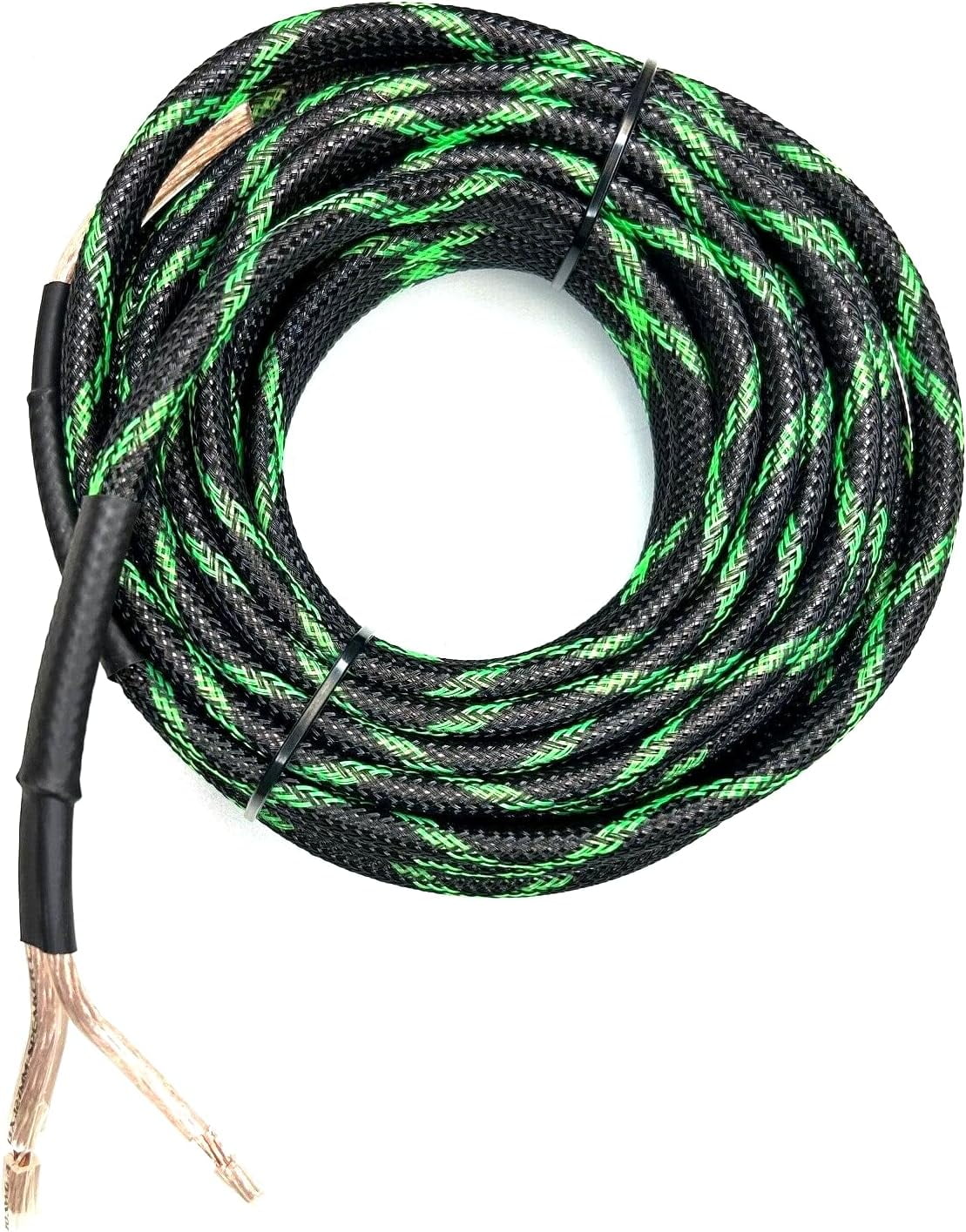 Black/Green Snakeskin Braided Sleeving 12 AWG 50ft Copper Marine Car Audio Speaker Wire ...