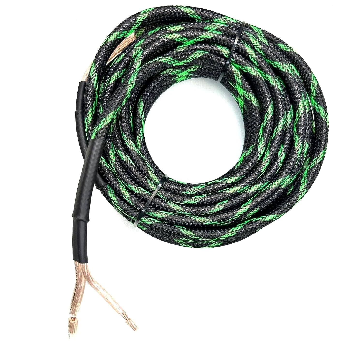Black/Green Snakeskin Braided Sleeving 14 AWG 50ft Copper Marine Car Audio Speaker Wire ...