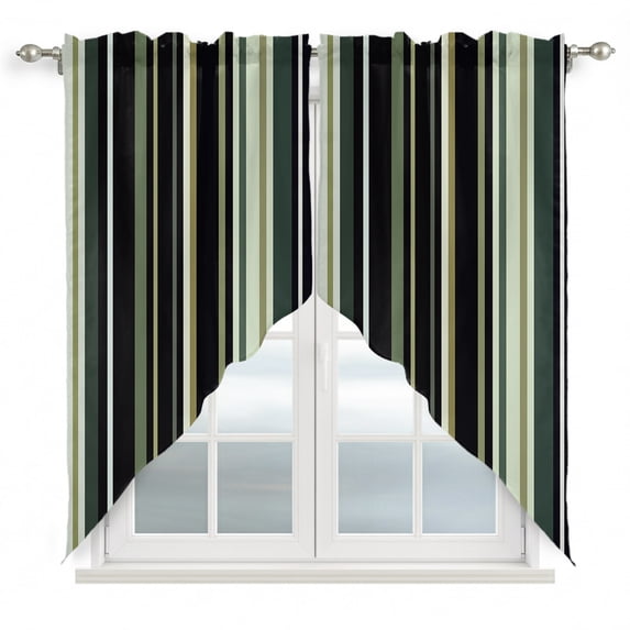 Black Green Swag Curtain Valance for Small Windows, Stripe Window ...