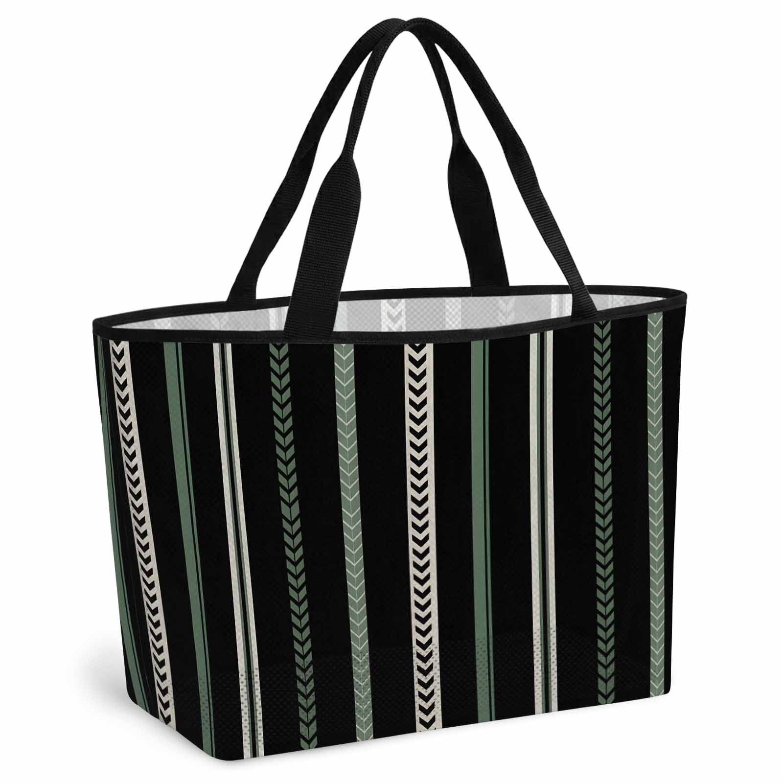 Black Green White Beach Bag for Women, Large Breathable Mesh Beach Tote ...