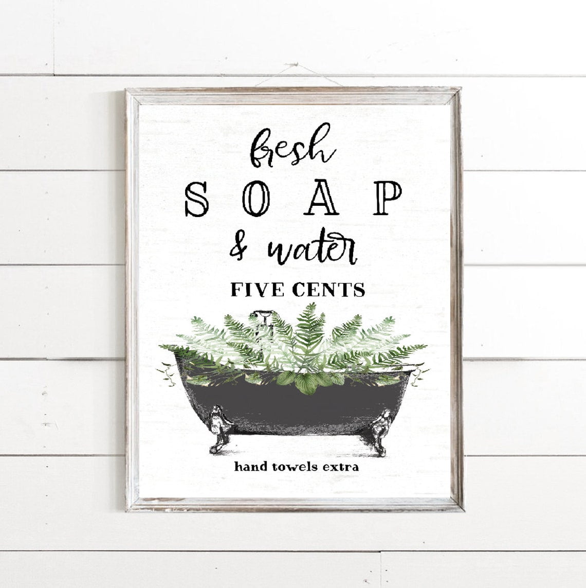 Black Greenery Clawfoot Tub Fresh Soap Water Bathroom Wall Art ...