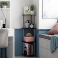 Black/Grey 4-Tier Corner Shelf, Open Display Storage Unit For Living ...