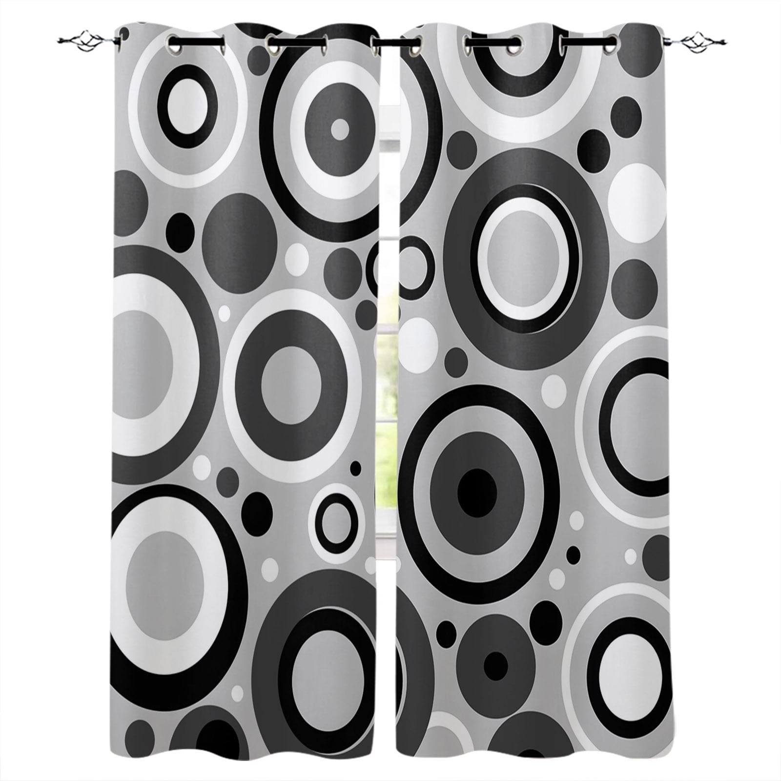 Black Grey Abstract Blackout Curtains for Bedroom Living Room Darkening ...