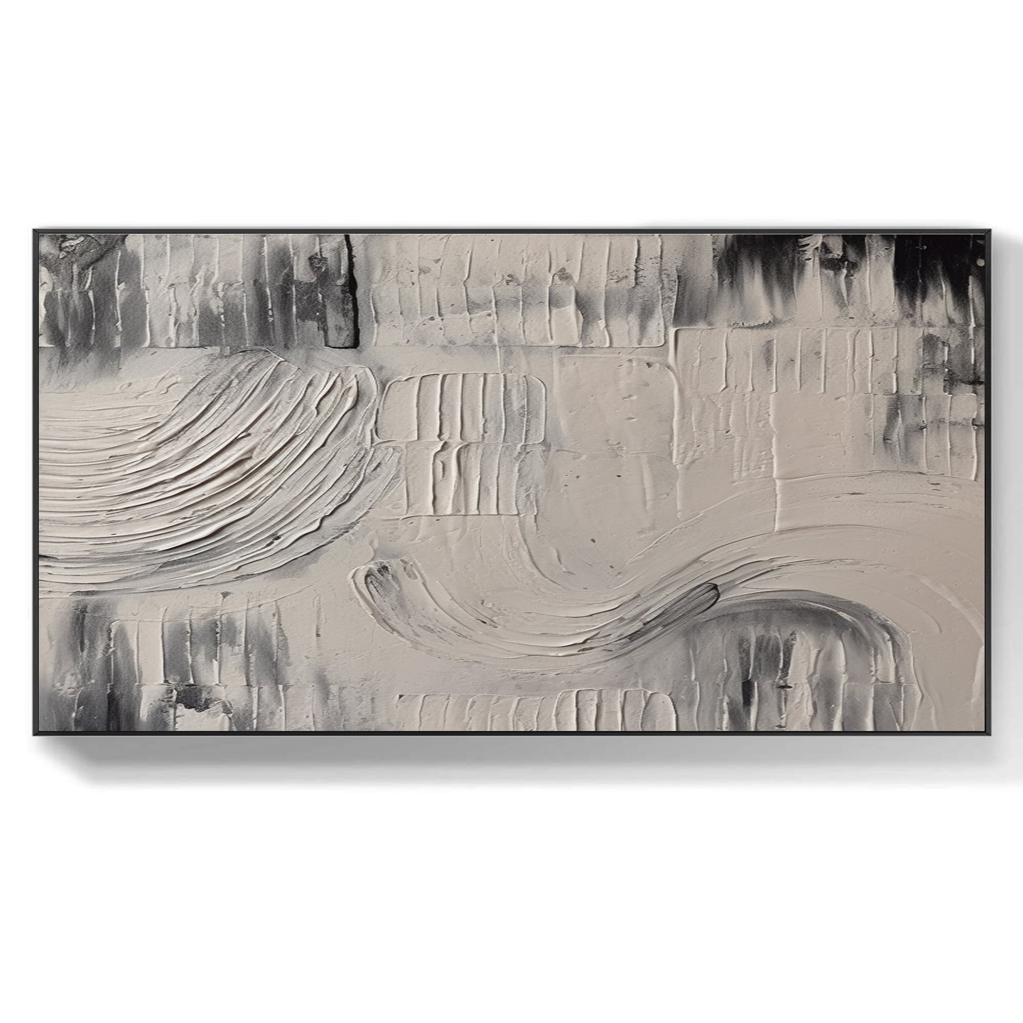 Black Grey Abstract Minimalist Textured Painting Black and Grey ...