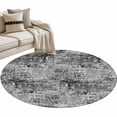 Black Grey Abstract Round Rug 3ft Washable Circle Entryway Rugs Non ...
