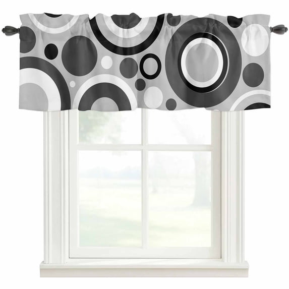 Black Grey Abstract Valances for Windows Farmhouse Kitchen Curtains ...