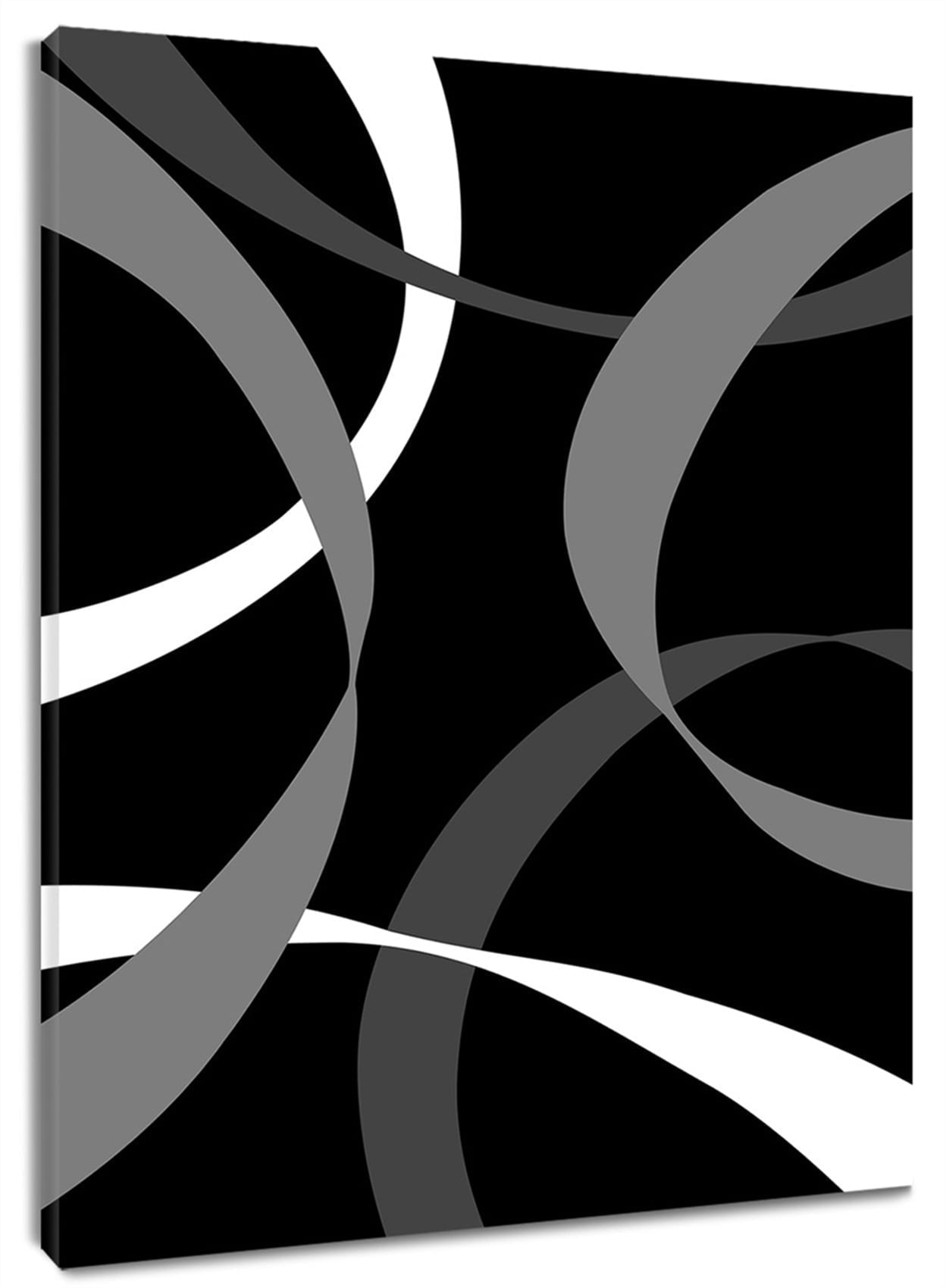 Black and Grey Abstract Wall Art, Grey White Geometric on Black ...