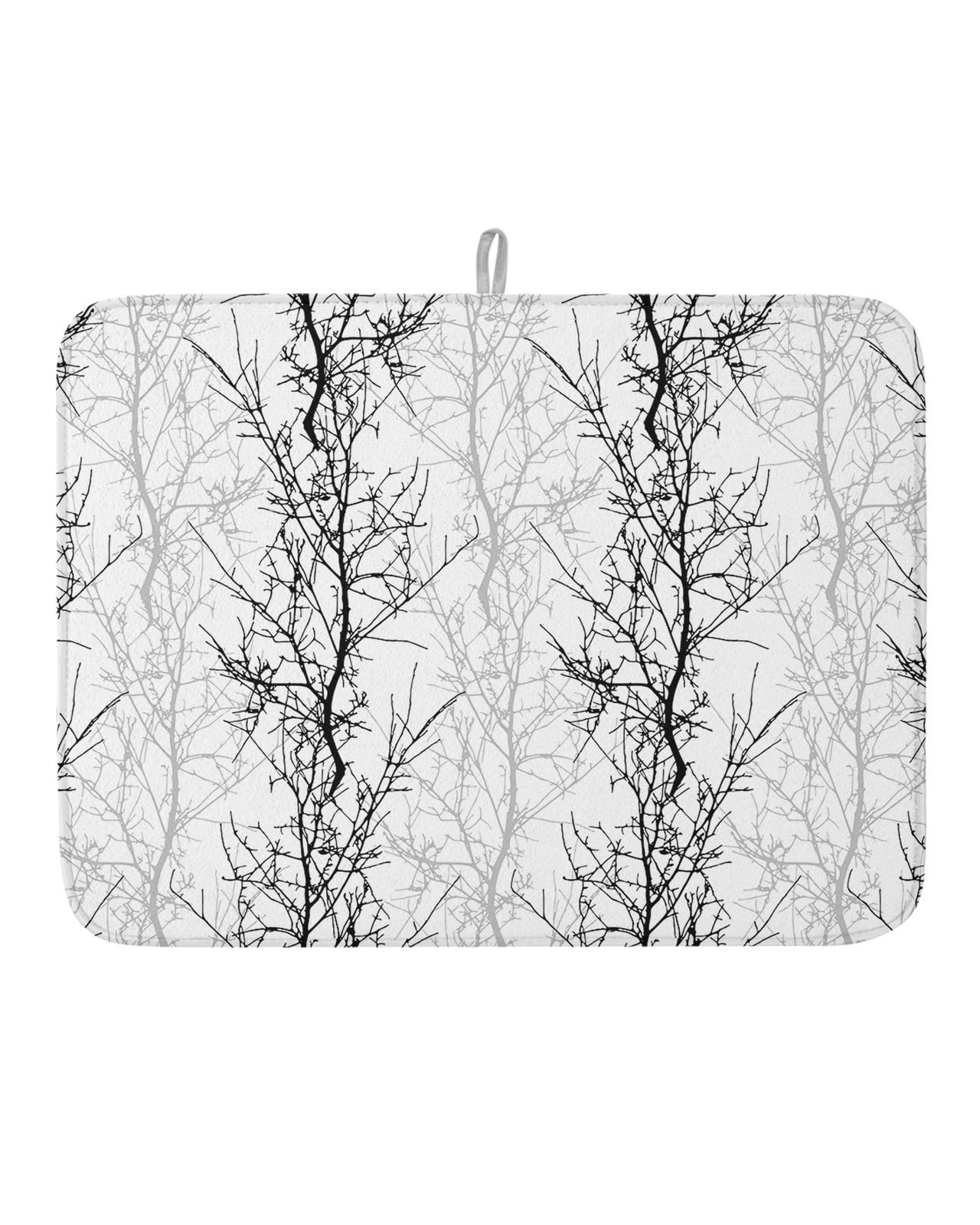 Black Grey Botanical Tree Branch Dish Drying Mats for Kitchen Counter ...