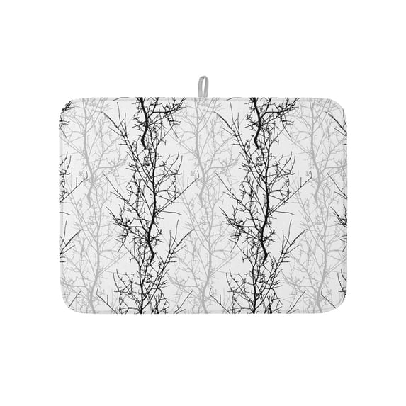 Black Grey Botanical Tree Branch Dish Drying Mats for Kitchen Counter ...