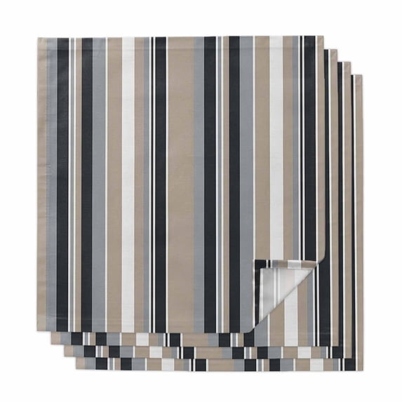 Black Grey Brown Striped Cloth Napkins, Modern Stripes Art Farmhouse ...