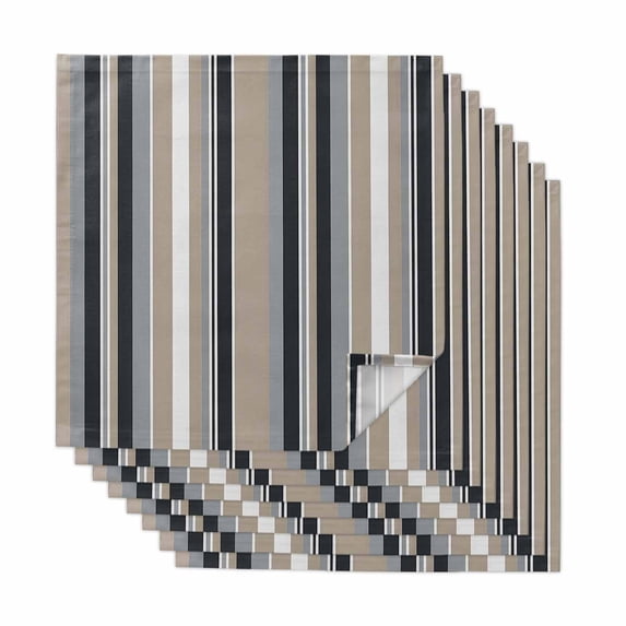 Black Grey Brown Striped Cloth Napkins, Modern Stripes Art Farmhouse ...