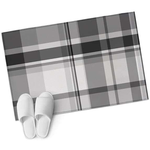 Black Grey Buffalo Plaid Bathroom Rug Washable 2x3 Entryway Rug Non ...