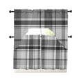 Black Grey Buffalo Plaid Kitchen Curtains Set for Windows 3 Piece Cafe ...