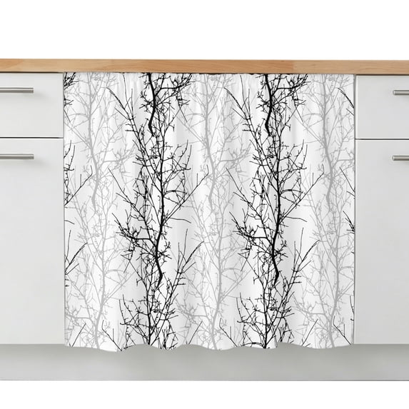 Black Grey Cabinet Curtains 28"W x 35"L, Dustproof Sink Skirt Curtain ...
