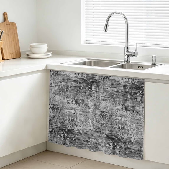 Black Grey Cabinet Curtains for Kitchen 11"W x 13"L, Abstract Modern ...