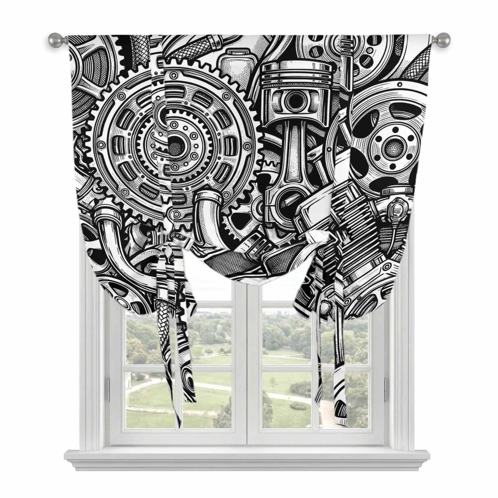 Black Grey Car Tie Up Curtains for Window, Thermal Insulated Balloon ...