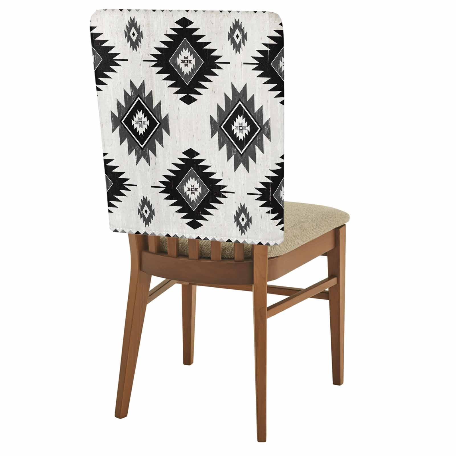 Black Grey Chair Back Covers Set of 1, Aztec Ethnic Southwestern Native ...