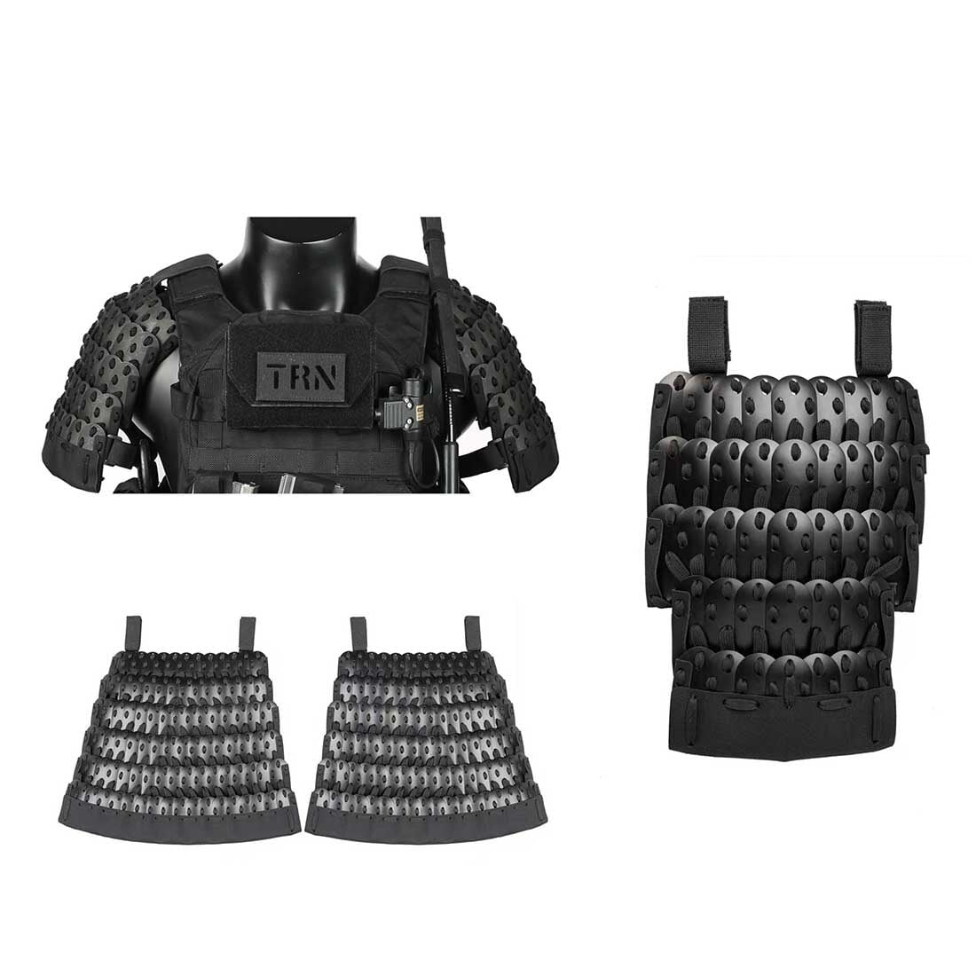 Black Grey Chinoiserie Adjustable Tactical Armor 3 Set, Adjustable ...