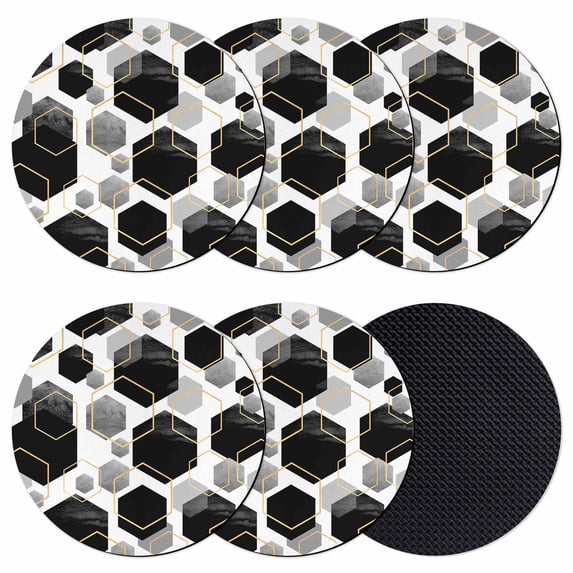 Black Grey Coasters Set of 6, Soft Absorbent Coasters for Drinks ...