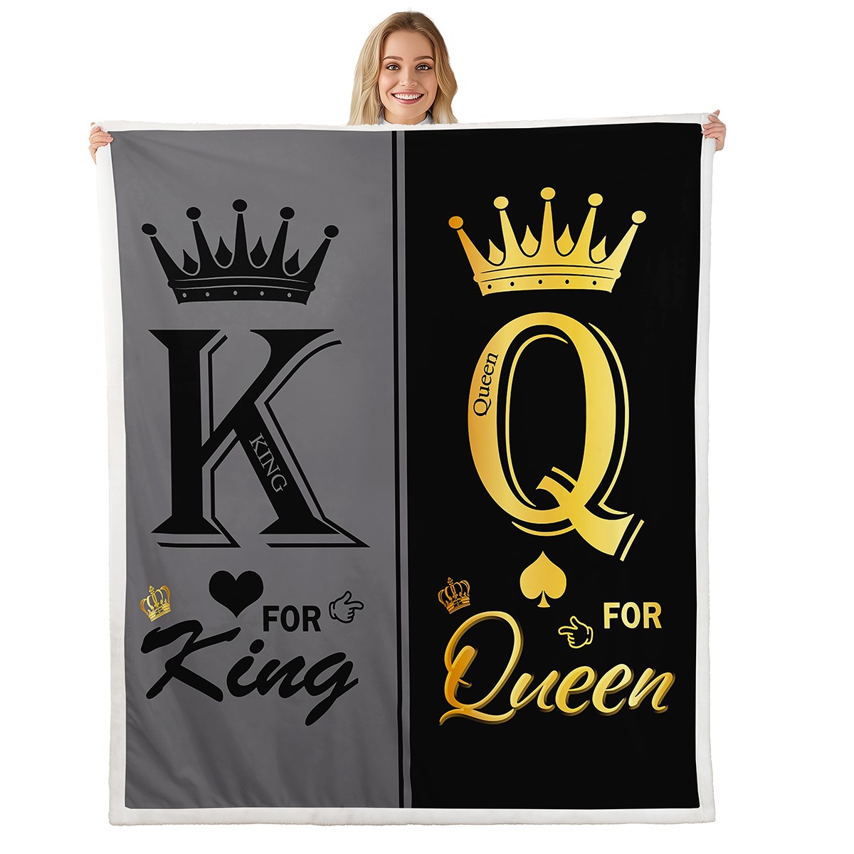 Black Grey Couple 40"X50" Throw Blanket For Adults Men Women,King And ...