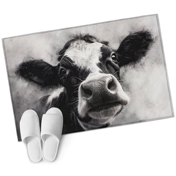 Black Grey Cow Prints Bathroom Rug Washable 2x3 Entryway Rug Non Slip ...