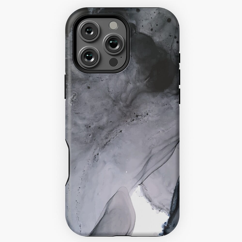 Black Grey Diptych Alcohol Ink Painting iPhone Tough Case 17 11 12 13 ...