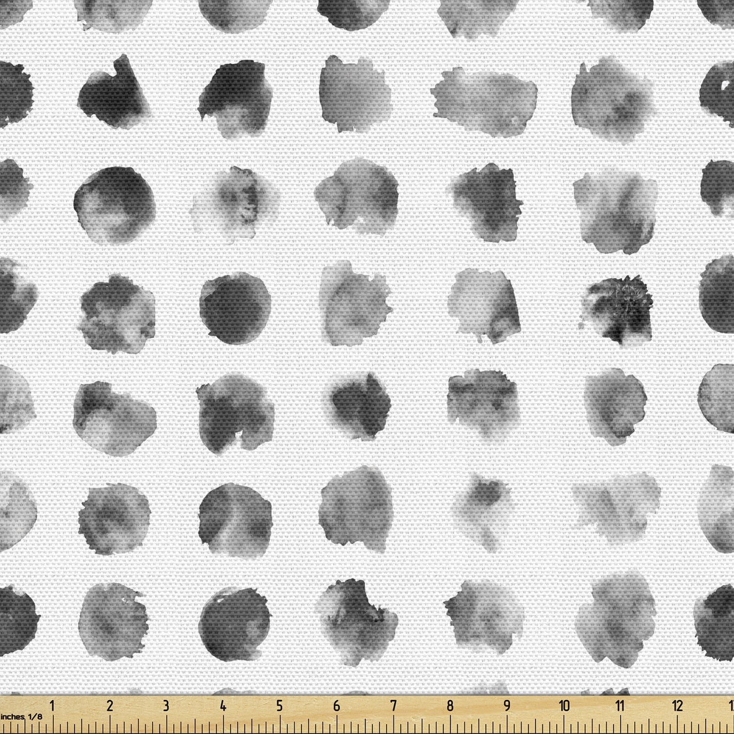 Ambesonne Black and Grey Fabric by the Yard Upholstery, Circular Blob ...