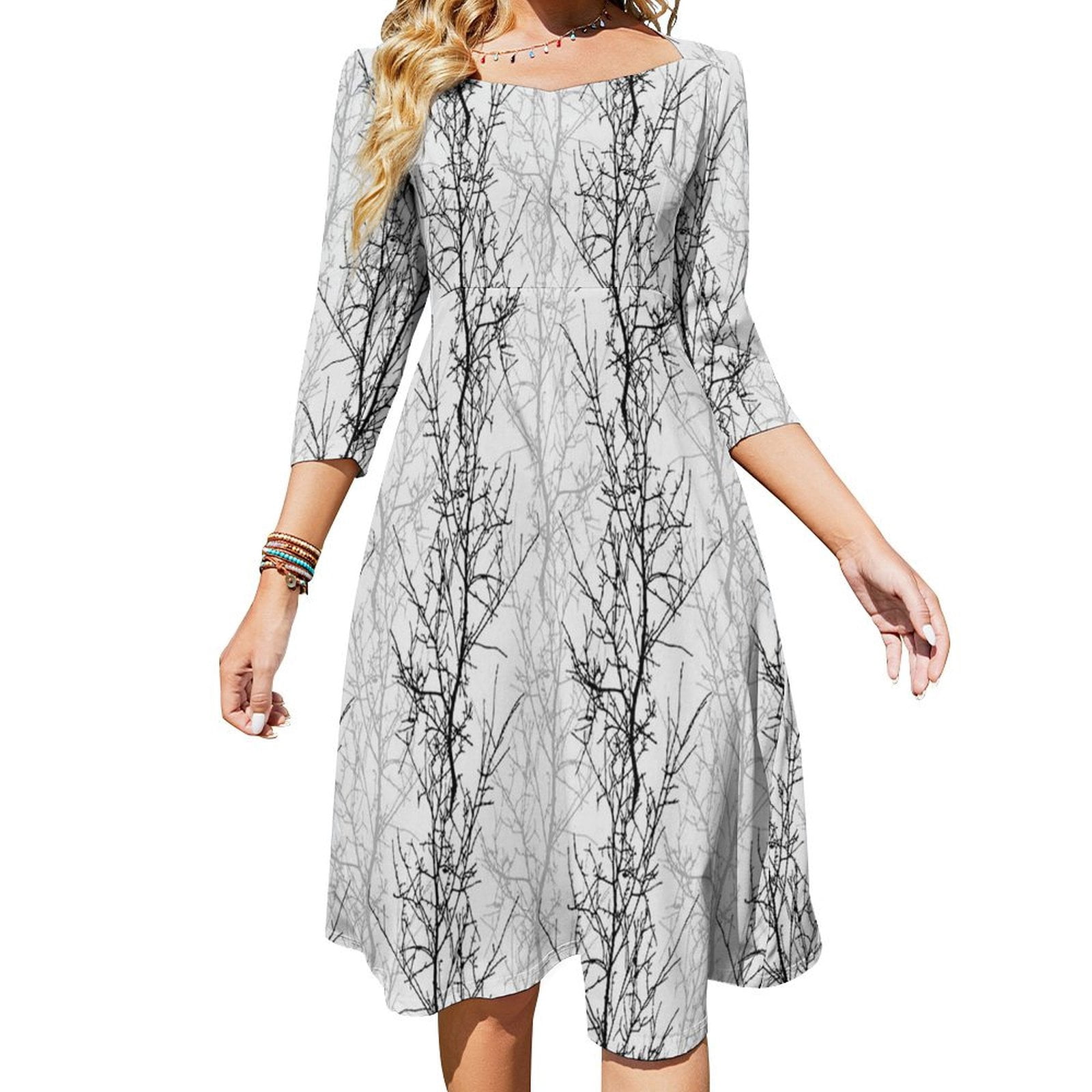 Black Grey Fast Sweetheart Knot Flared Dress Fashion Design Large Size ...
