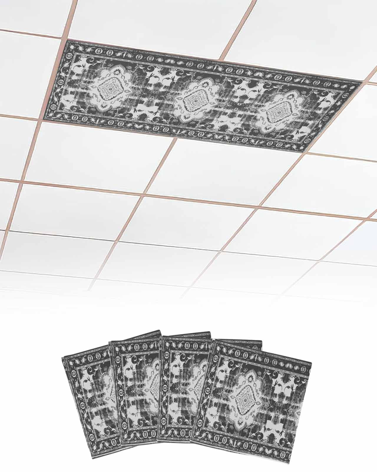 Black Grey Fluorescent Light Covers for Ceiling Lights 4x2 feet,4 Pack ...