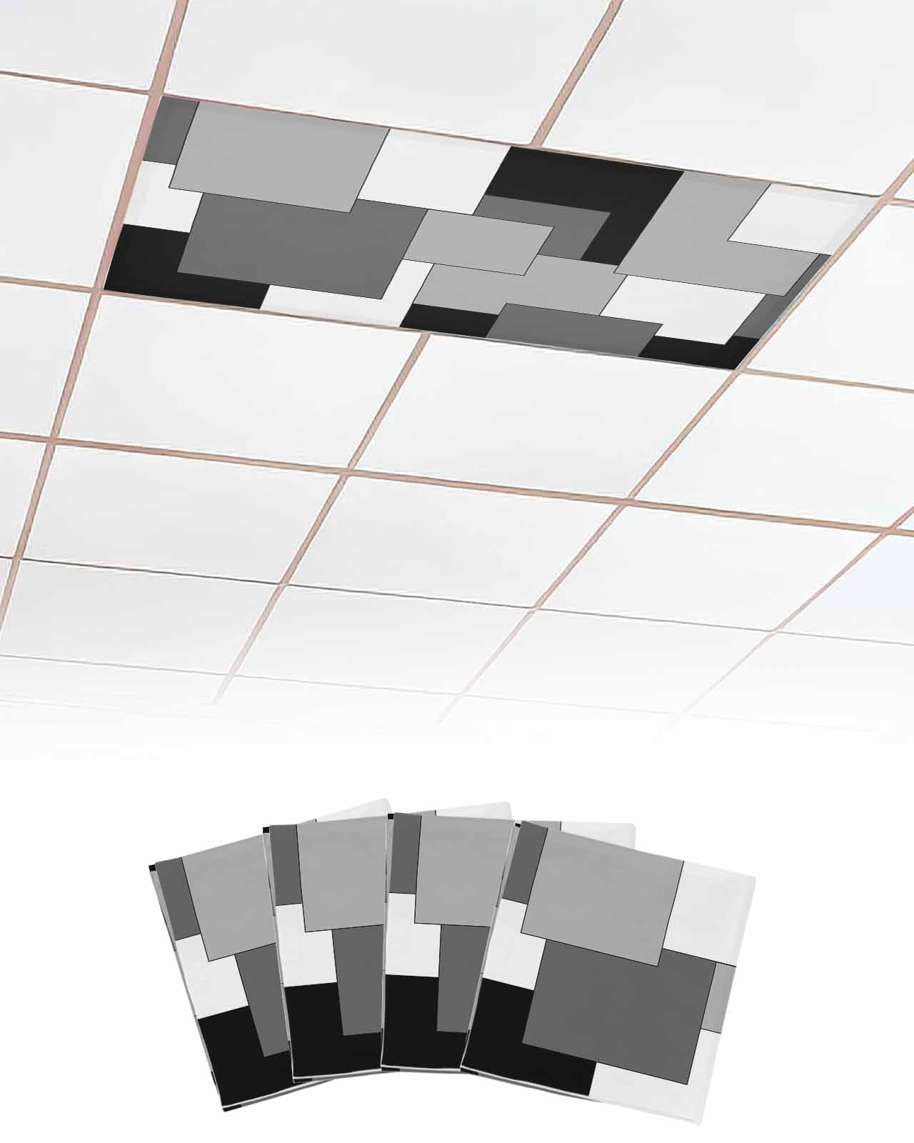 Black Grey Fluorescent Light Covers for Ceiling Lights 4x2 feet,4 Pack ...