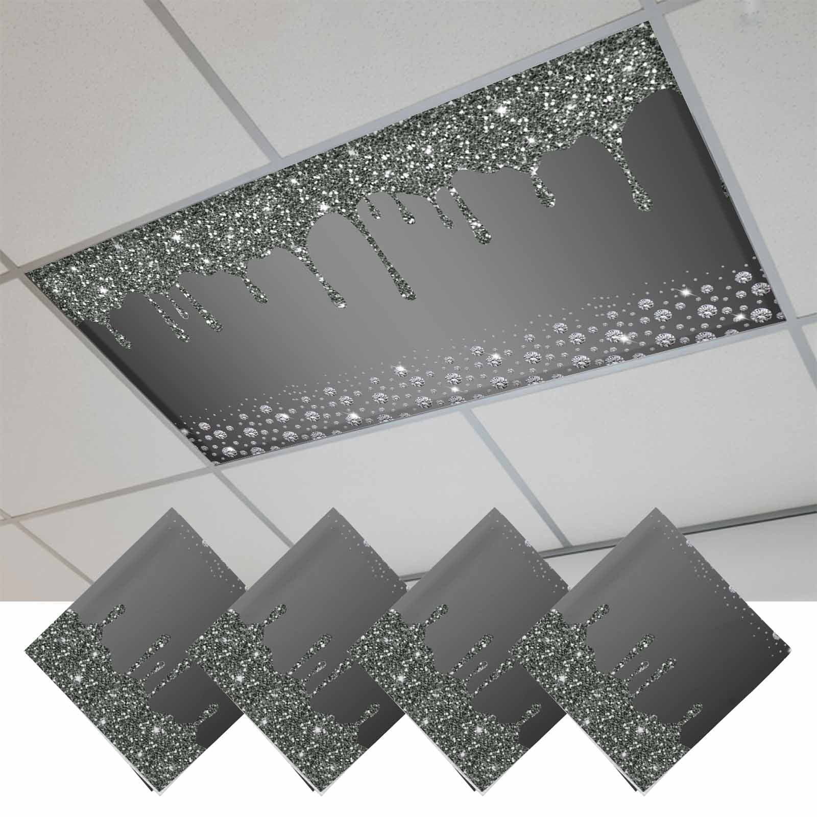 Black Grey Fluorescent Light Covers, Modern Abstract Diamond Luxury ...
