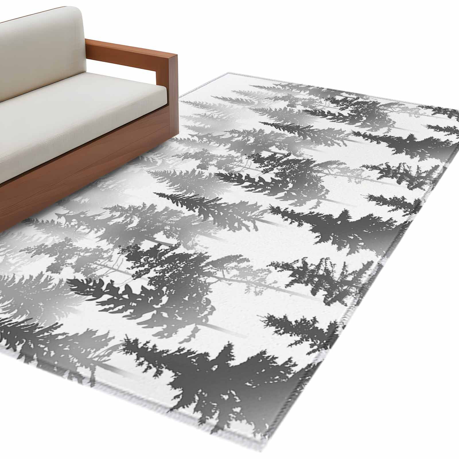 Black Grey Forest Area Rug 3x5 FT, Non Slip Entryway Bedside Carpet ...