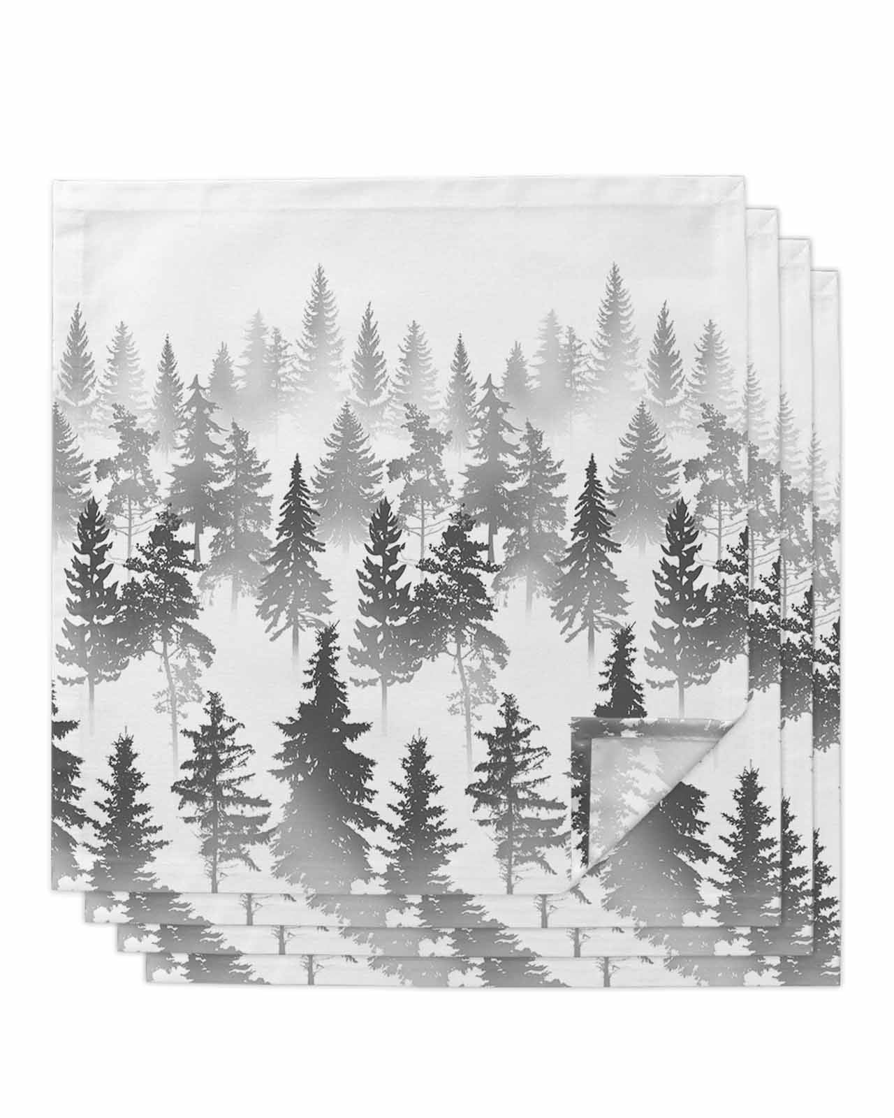 Black Grey Forest Cloth Napkins Washable Set of 4, Contemporary ...